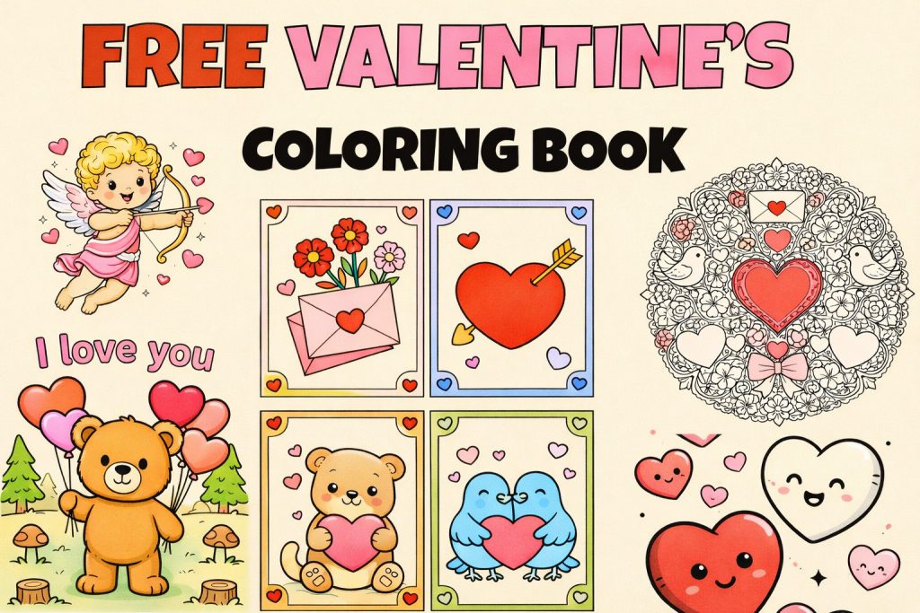 15 Cute Valentines Coloring Pages to Print for Kids and Adults